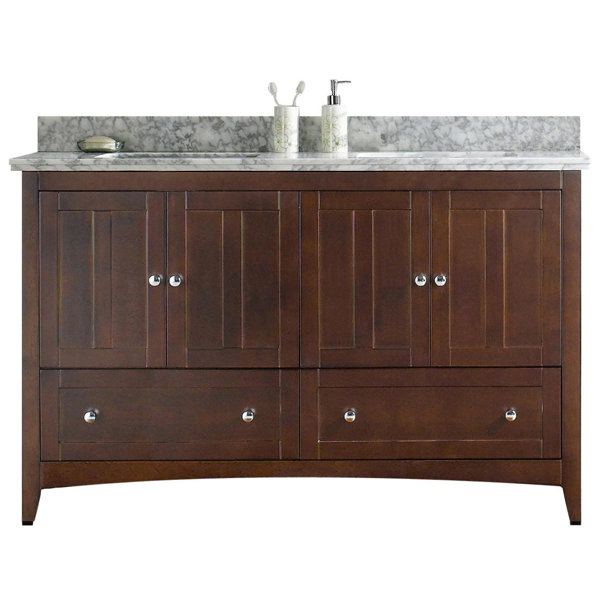 Winston Porter Meuble Lavabo Double Autoportant 59 Po Avec Plateau En